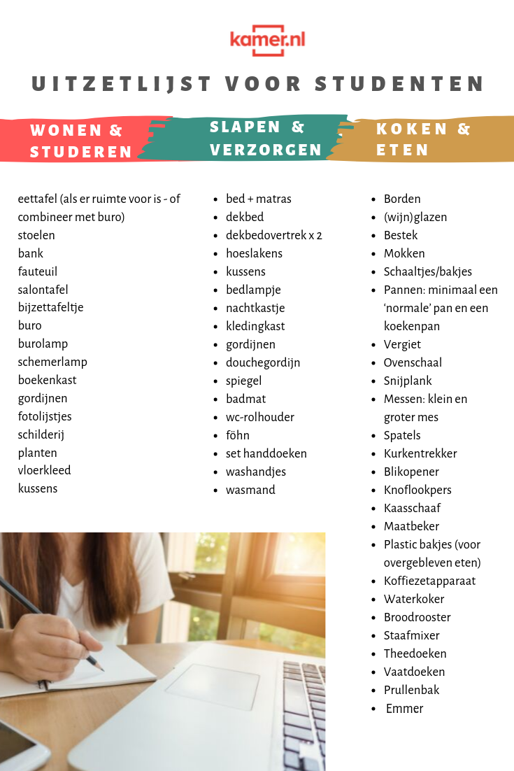 Uitzetlijst voor op kamers. Wat heb je nodig? | Kamer.nl